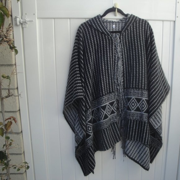 Sweaters | Bohemian Black Open Front Hooded Poncho | Poshmark